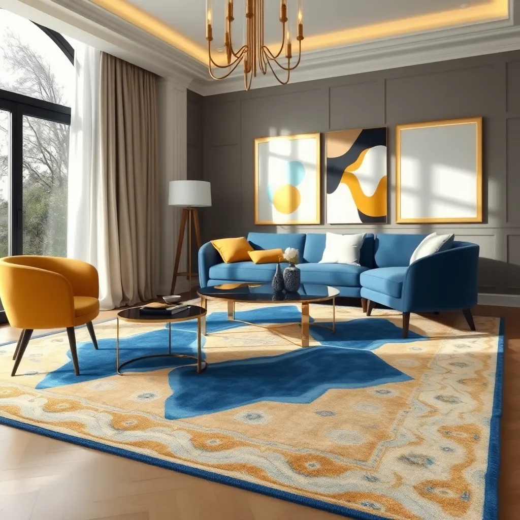 The Beauty of Blue and Gold Area Rugs in Design