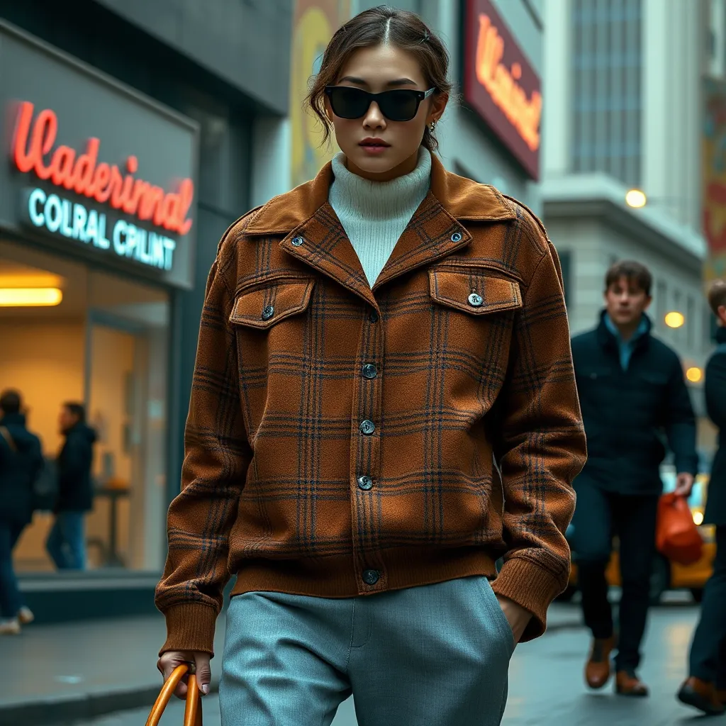 The Versatile Corduroy Plaid Panel Drop Shoulder Jacket